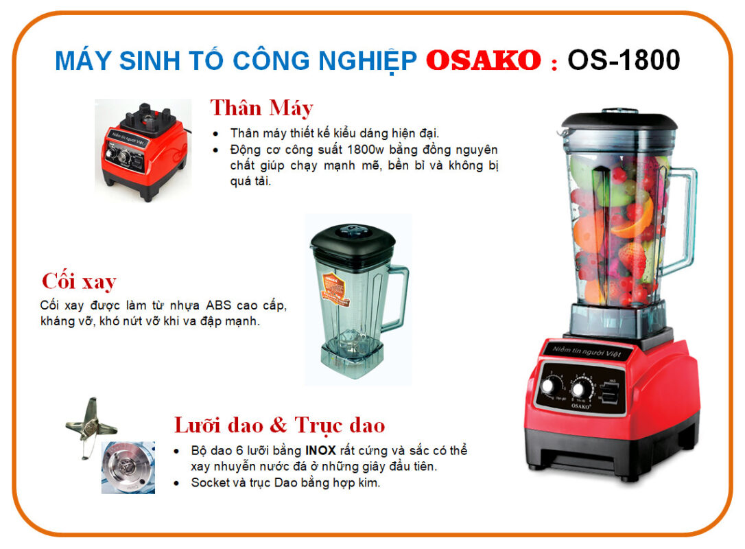 Máy xay sinh tố công nghiệp Osako OS-1800. 1800W - OSAKO