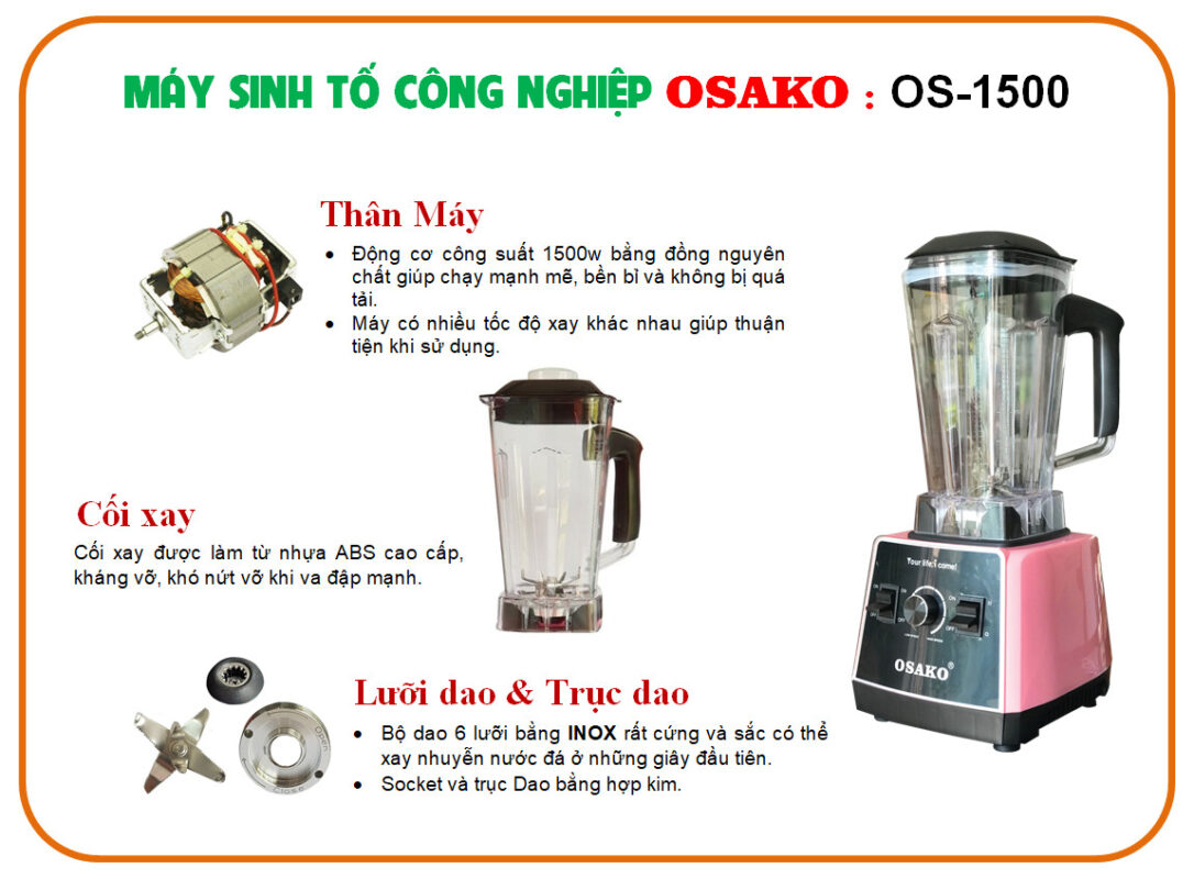 Máy xay sinh tố đa năng OSAKO OS-1500. 1500W - OSAKO